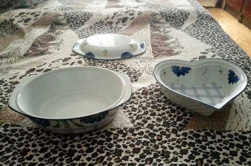 Керамическая посуды: утятница-супница, салатница