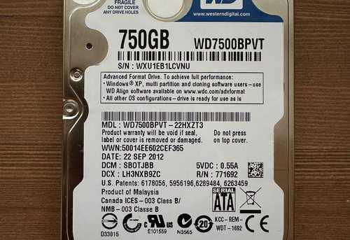 WD Blue Scorpio 750гб