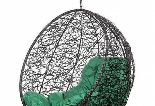 Подвесное кресло "Kokos Black BS", зелёная подушка