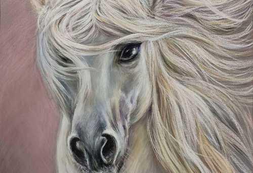 Картина с лошадью пастелью