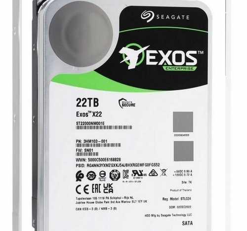 Жесткий диск HDD Seagate Exos 22TB ST22000NM001E