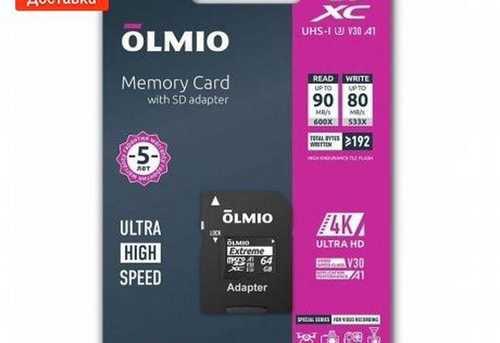 Карта памяти olmio microsdxc 64GB UHS-I U3 V30 c а