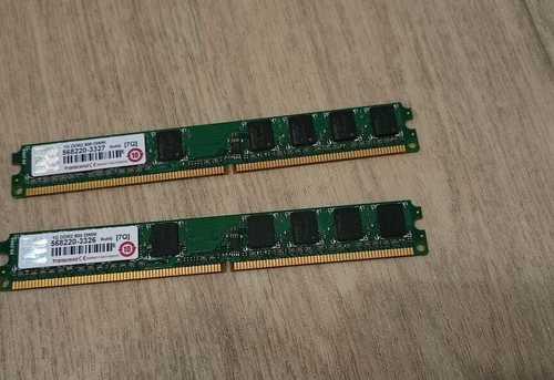 Оперативная память ddr2 1gb 800 dimm Transcend x2