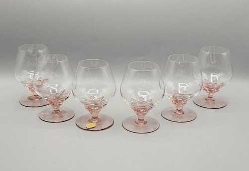 Бокалы набор 6 шт розовое гутное стекло Богемия