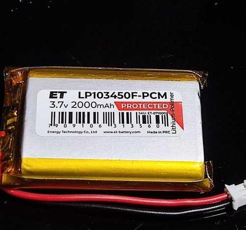 Аккумулятор LiPo LP103450 с защитой 2000mAh 3,7V