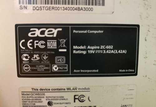 Моноблок acer aspire z-602