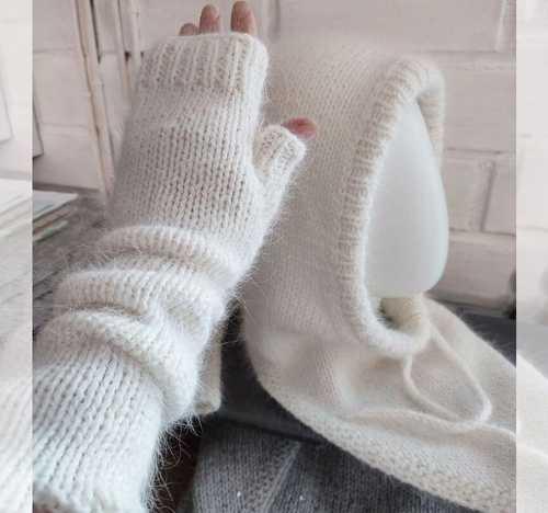 Капор и удлинённые митенки
