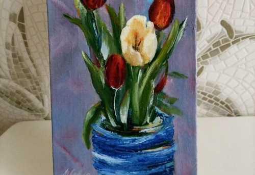 Картина маслом Букет тюльпанов