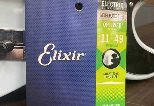 Струны для электрогитары Elixir Optyweb 11-49 нике