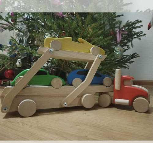 Деревянный автовоз Игрушки Пеструшки