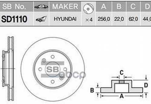 Диск тормозной передний SD1110 Sangsin brake