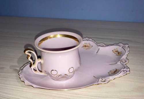 Чайная пара чсср розовый фарфор