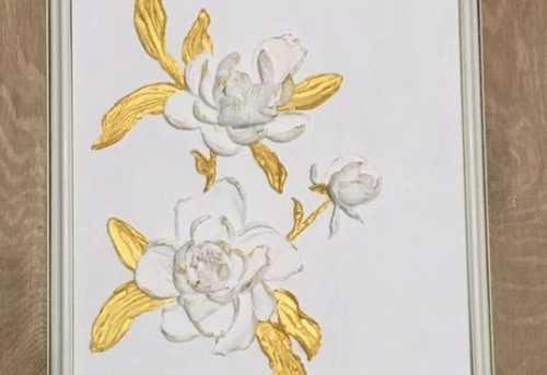 Картина колоритная Розы гипсовая шпаклевка 40х30