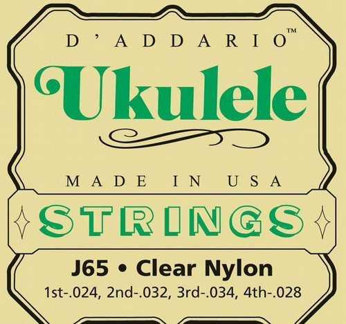 Комплект струн для укулеле, сопрано, D'Addario J65