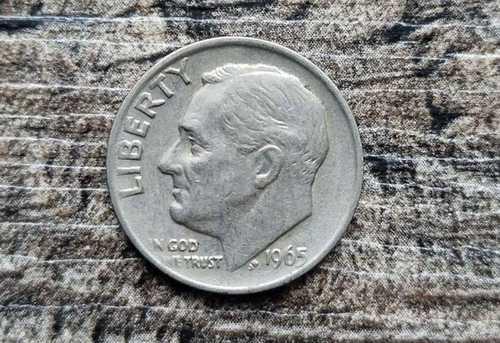 Монета 1965 one dime Liberty