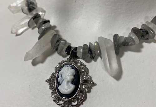 Ожерелье из натуральных камней y2k ручной работы