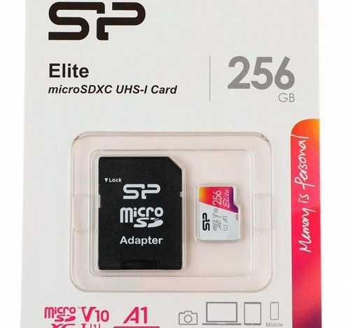 Флеш карта microSD 256GB Silicon Power Elite A1 (SD адаптер)