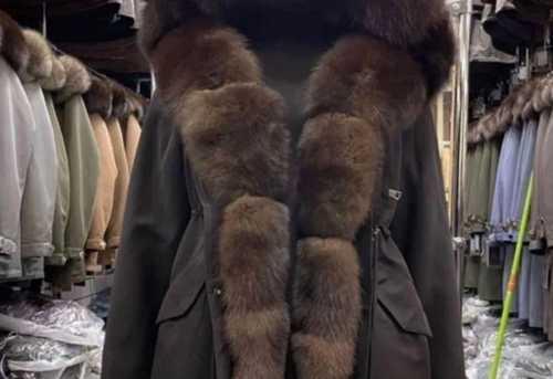 Парка с натуральным мехом песца