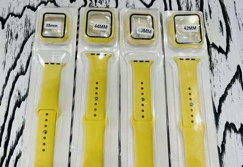 Комплект ремешок и чехол для Apple Watch желтый