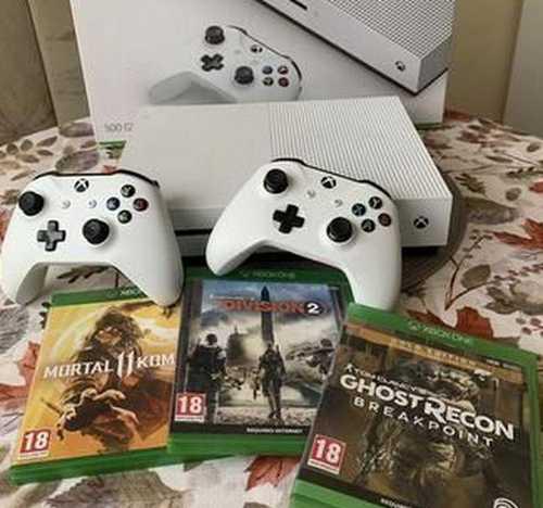 Microsoft Xbox One S, 512 ГБ, 2 геймпада