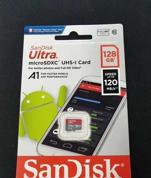 Карта памяти SanDisk Ultra microsdxc 128 гб 10Cl