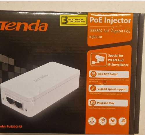 Инжектор PoE Tenda PoE30G-AT. Состояние отличное