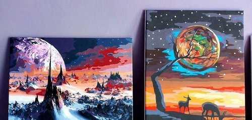 Картина "Иной мир в космосе", "Полнолуние", "Море"