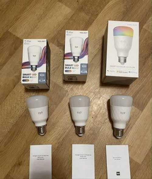 Лампочки Yeelight Smart LED W3 (2 шт) и 1S (1 шт)
