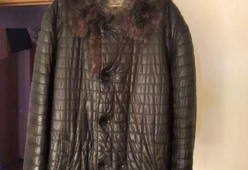 Кожаная зимняя куртка мужская на меху
