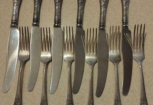 Мельхиоровый набор ножей и вилок