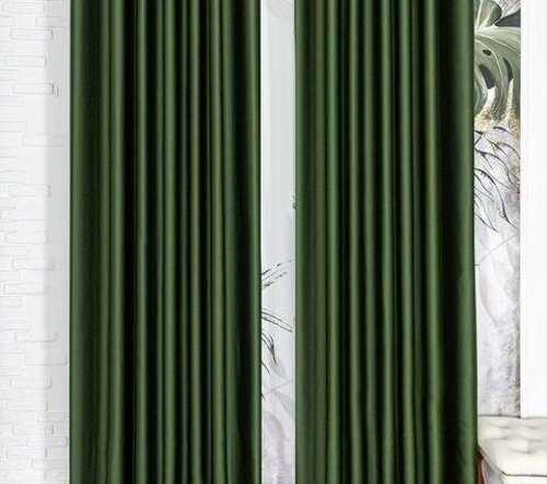 Шторы блэкаут аврора темно-зеленый новые пошив