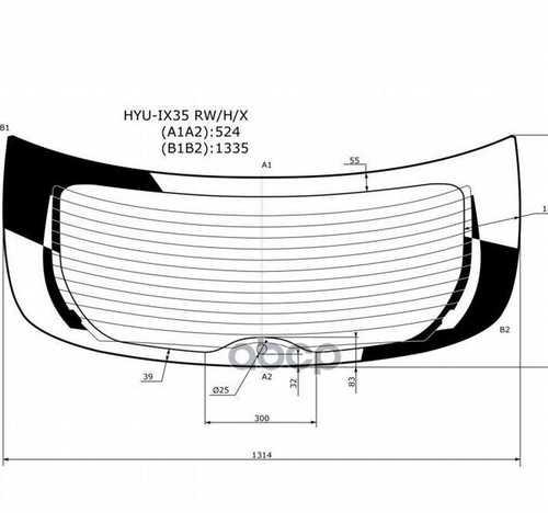 Стекло заднее (Цвет зеленый/ Обогрев) Hyundai ix35