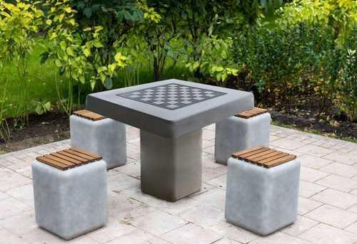 Уличный шахматный стол из камня 90х90 см