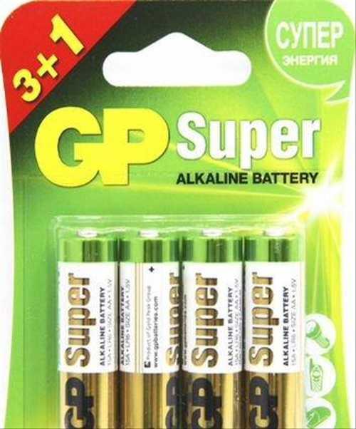 Батарейка GP Super LR6 AA BL3+1 Alkalin 1.5V 40 шт