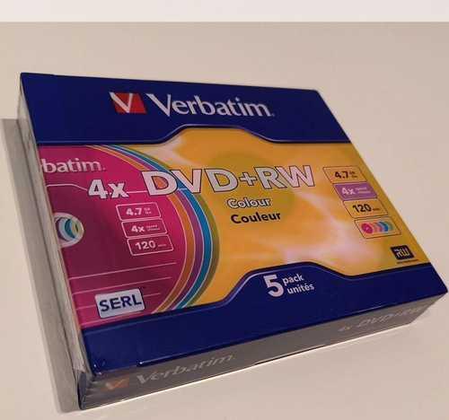 Оптический диск DVD+RW Verbatim 4.7гб 4x, 5шт., sl