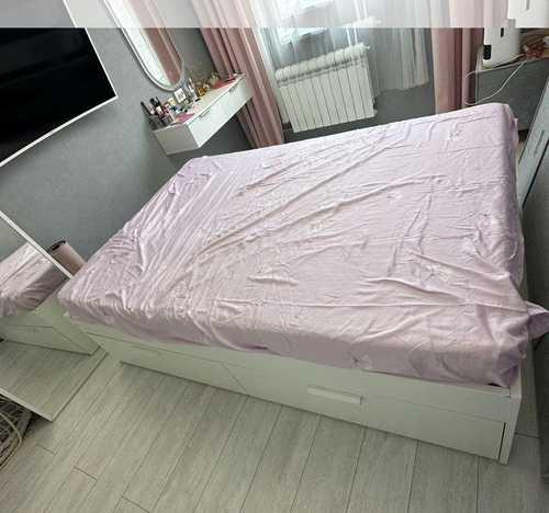 Кровать IKEA brimnes 140x200 с матрасом