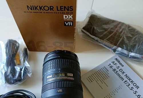 Объектив Nikon 16-85 mm, как новый, с фильтрами