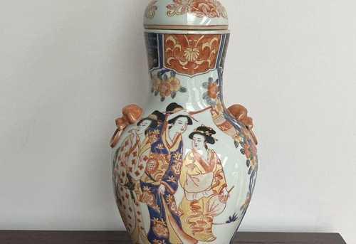 Японская старинная ваза с крышкой