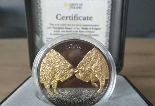 Серебряная монета Беларуси "Зубры" 31,1 г