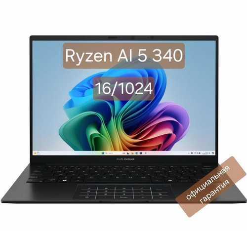 Asus Zenbook 14 oled 14"/Ryzen AI 5 340/16/1024/Wi