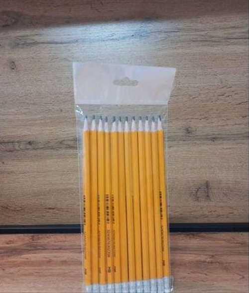 Простые карандаши с ластиком HB, набор 12 шт