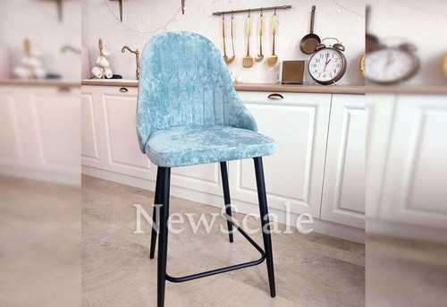 Барный бирюзовый стул-кресло со спинкой велюр