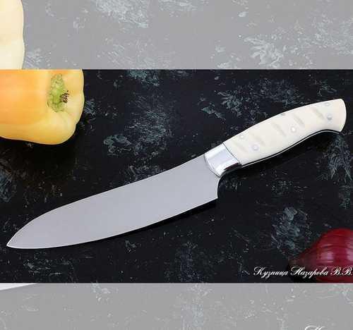Кухонный нож Шеф № 10 сталь 95Х18 акрил белый