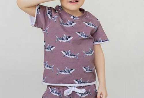 Костюм шорты футболка акулята футер 92-122 размеры