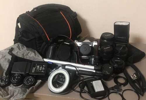 Фотоаппарат Canon EOS 500D (штатив,вспышки,сумка)