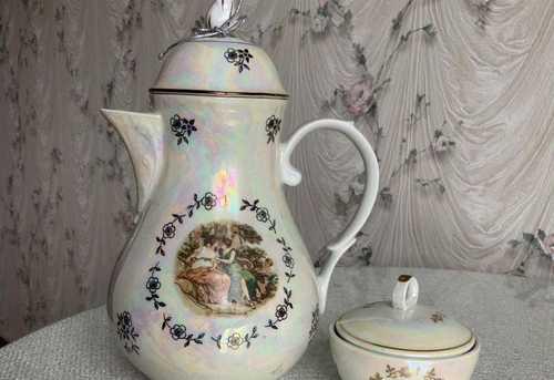 Кофейник с сахарнице, винтаж, ГДР, фарфор