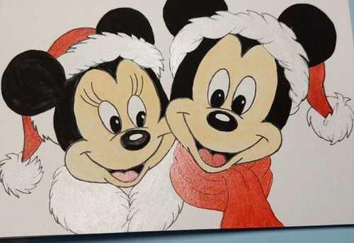 Новогодняя открытка Mickey Mouse