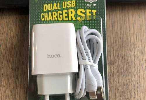 Зарядное устройство Hoco 2USB, 2.4A+кабель Apple 1