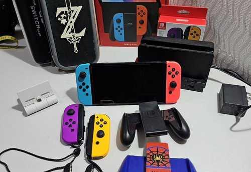 Nintendo switch oled чип 256гб, много аксессуаров