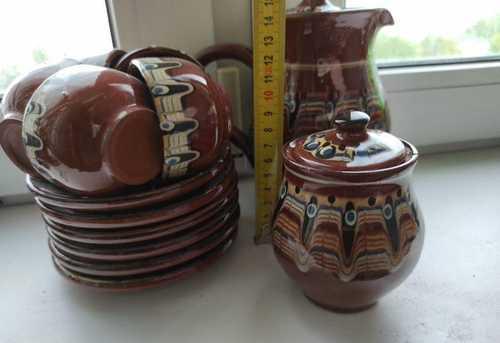 Глиняный набор посуды